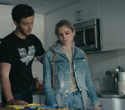 Light Wash Denim Jacket With Ripped Detail Worn By Erin Moriarty As