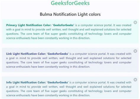bulma notification light colors geeksforgeeks