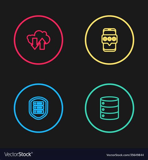 Set Line Server With Shield Server Data Web Vector Image