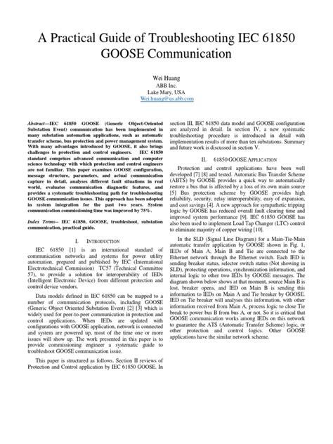 A Pratical Guide Of Troubleshooting Iec 61850 Goose Communicaiton Wei Huang Download Free Pdf