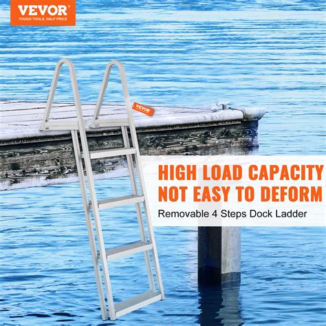 Vevor Dock Ladder Removable 4 Steps 350 Lbs Load Capacity Aluminum