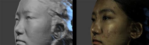 A Sample Of Reconstructed 3d Mesh Face Left Without Texture Right Download Scientific