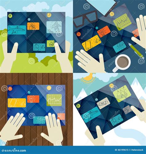 Set Of Flat Design Concept Icons For Business Stock Vector Illustration Of Mobile Coffee