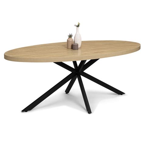 Table à manger ovale noire et bois 200 cm ALIX ID Market
