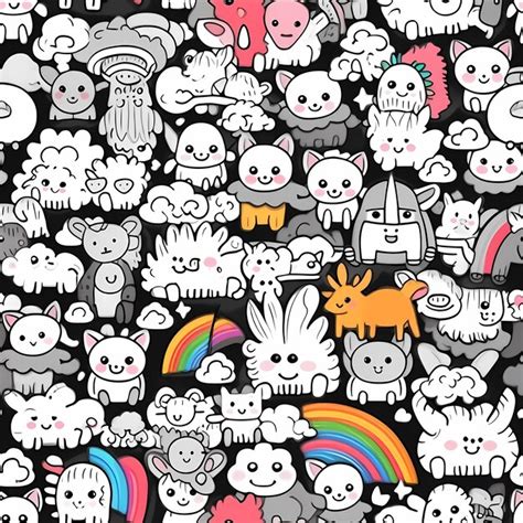 Libro Para Colorear De Vectores En Blanco Y Negro De Kawaii Farm