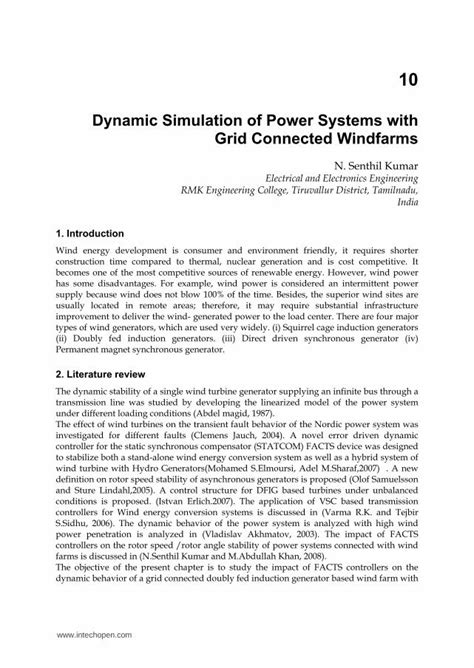 pdf dynamic simulation of power systems with grid …