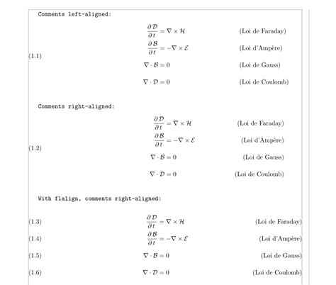 [tex Latex] Structure Of Maxwells Equations And Numbering In Latex