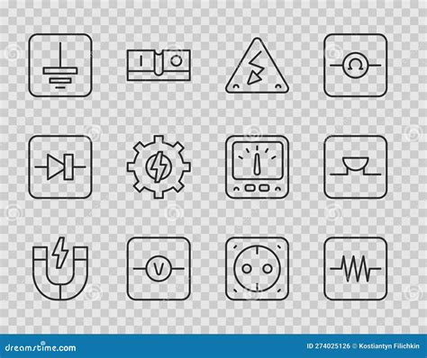 Set Magnet Resistor In Electronic Circuit Lamp Electrical Symbol