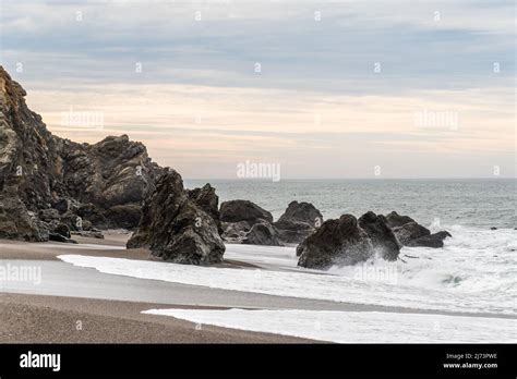 Rocky Northern California Coastline Beach Near Bodega Bay Stock Photo