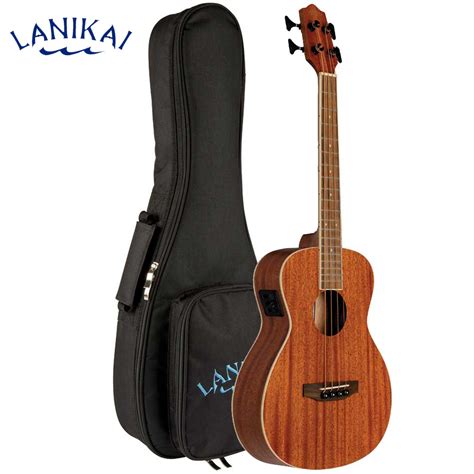 Lanikai Ma Ebu Mahogany Acoustic Electric Bass Ukulele With Padded Gig