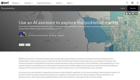 James Pardue On Linkedin New Esri Tutorial Use An Ai Assistant To Explore The Pickleball Market