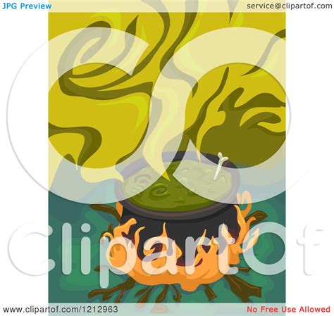 Clipart Of A Boiling Witch Cauldron With Smoke Royalty Free Vector