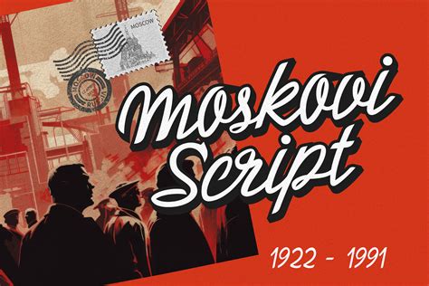 Moskovi Script Vintage Soviet Typeface On Yellow Images Creative Store