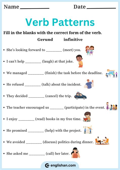 Verb Patterns Exercises With Answers