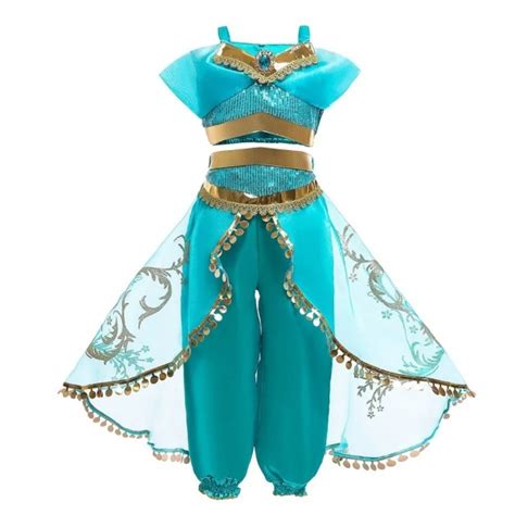 Costume Pour Fille Jasmine Aladdin Avec Collier Et La Lampe