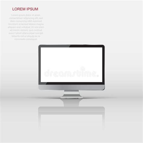 Desktop Computer Flat Icon Realistic Vector Illustration Stock Vector