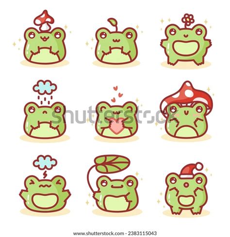 Vector Set Cute Cartoon Frogs Collection Stock Vector Royalty Free