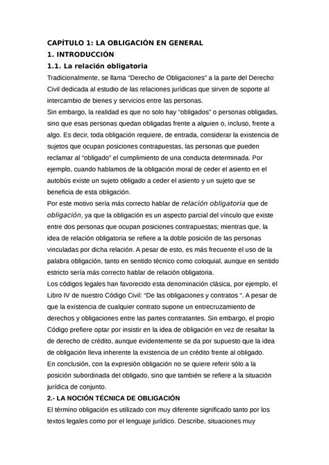 Derecho Civil Obligaciones Tema 1 CapÍtulo 1 La ObligaciÓn En