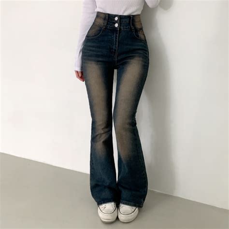 조이조이 조이조이 💗20할인💗 숏기본롱골반뽕 뉴플앤 골반볼륨 캣브러쉬 워싱 투버튼 스판 청바지 하이웨스트 데님 부츠컷 팬츠 위시버킷