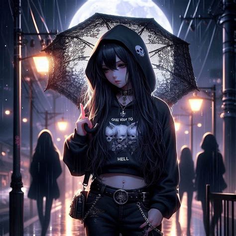 Anime Gothic Girl Middle The Rain By Euzura On Deviantart