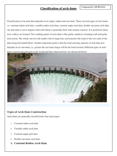 Classification Of Arch Dams Pdf Dam Civil Engineering
