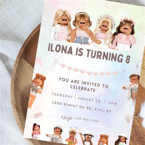 Roblox Birthday Invitation Roblox Girl Birthday Invitation Template