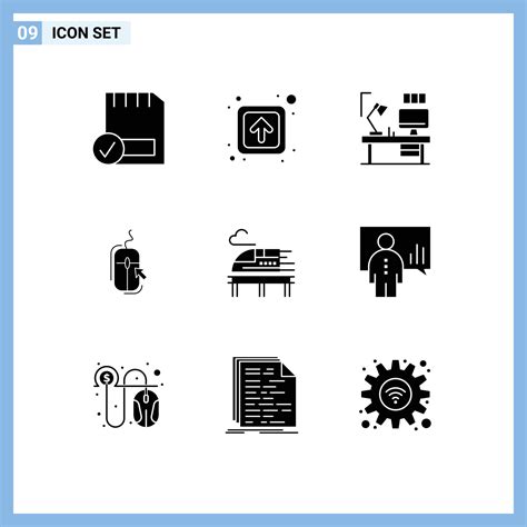 Set Of 9 Commercial Solid Glyphs Pack For Online Click Signs Mouse