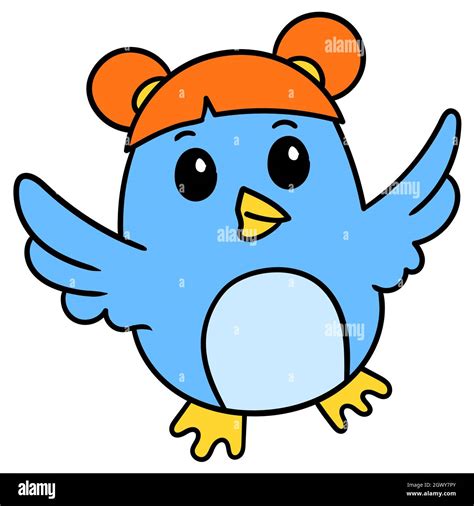 Cute Little Bird With Flying Bangs Stock Vector Image And Art Alamy