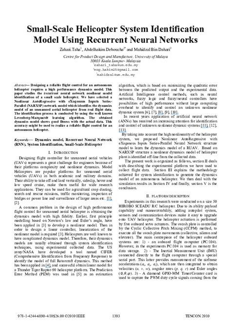 pdf small scale helicopter system identification model using