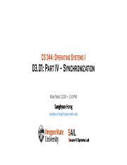 15 Synchronization Pdf CS 344 OPERATING SYSTEMS I 03 01 PART IV