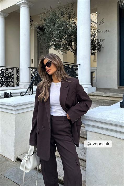 Oversized Fit Double Breasted Blazer Brown Na Kd