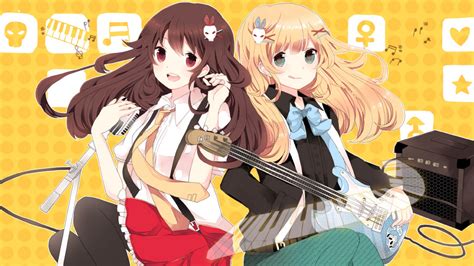 Anime Girls Utaite Anime Music Musical Instrument Brunette Blonde