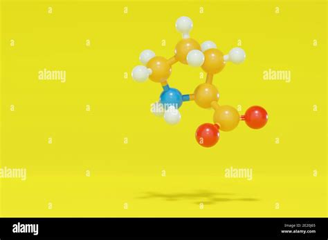 Proline L Proline Pro Amino Acid Molecule 3d Rendering Ball And Stick Molecular Model With