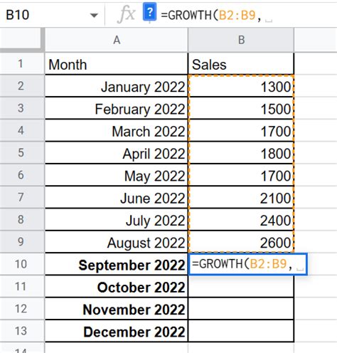 How To Use The Growth Function In Google Sheets Sheets For Marketers
