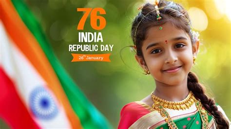 Happy Republic Day Of India Celebration Poster With Indian Girl And