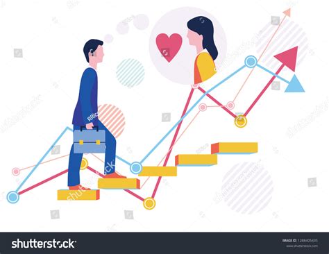 Temporary Employees Love Marriage Stepup Graph Stock Vector Royalty