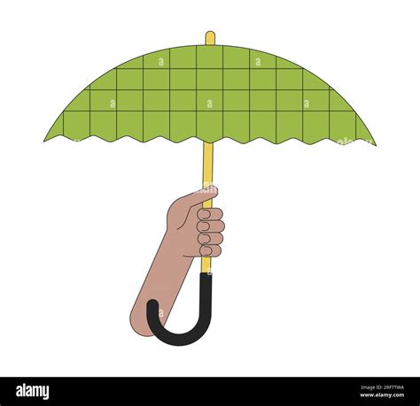 Hand Holding Opened Umbrella Flat Line Color Isolated Vector Object Stock Vector Image And Art Alamy