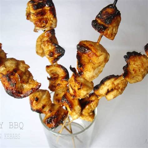 Honey Bbq Chicken Kebabs Nish Kitchen