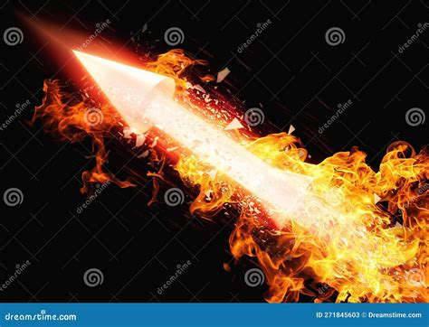 3d Rendering Burning Flame Rocket Missile Fired Stock Illustration