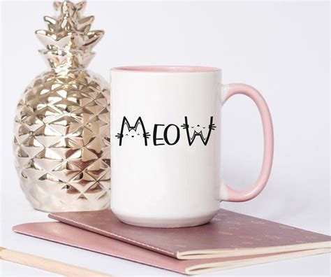 Meow Mug Cat Lover T Meow Cat Mug Cute Cat Mug Cup For Etsy