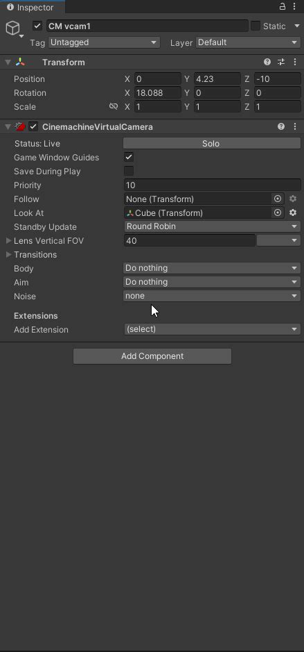 Aim Features In Cinemachine The Aim Features Of The Virtual Cameras