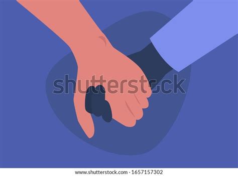 Holding Hands Interracial Couple Friendship Support Stock Vector