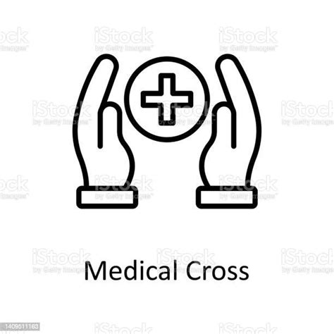 의료 크로스 벡터 개요 아이콘 디자인 일러스트레이션 흰색 배경 Eps 10 파일에 의료 기호 0명에 대한 스톡 벡터 아트 및