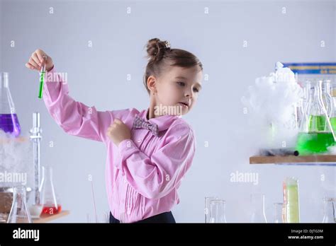 Attentive Babegirl Conducting Experiment In Lab Stock Photo Alamy