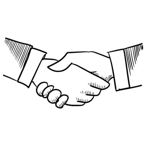 컨셉 디자인을 위한 손으로 그린 악수 벡터 일러스트 레이 션의 낙서 스케치 스타일 프리미엄 벡터