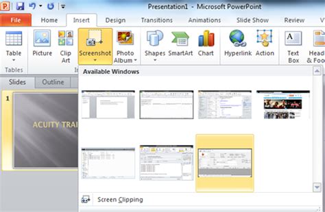 How To Insert A Screenshot In PowerPoint Acuity Training