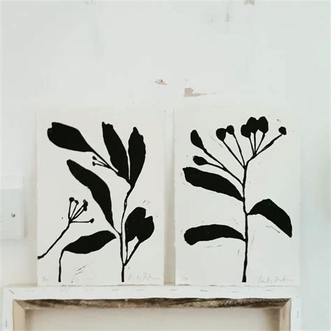 Black And White Lino Prints On Cotton Rag
