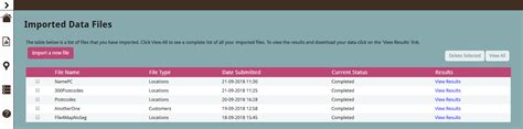viewing and deleting imported data files