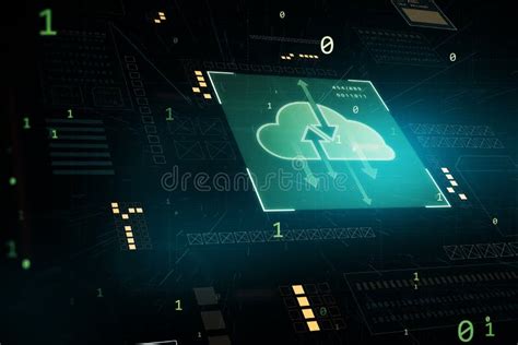 Glowing Digital Cloud Computing Hologram On Background Cloud Data
