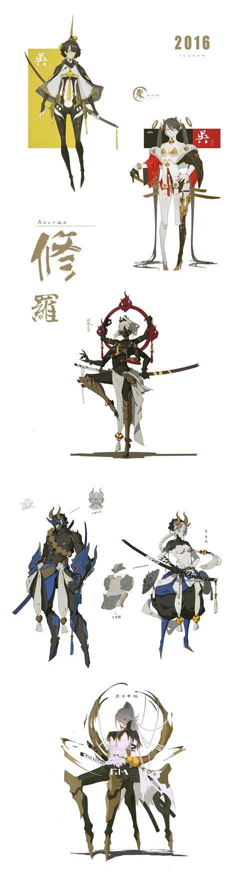 日式插画 人设 神怪主题人设 设计简洁， 堆糖，美图壁纸兴趣社区